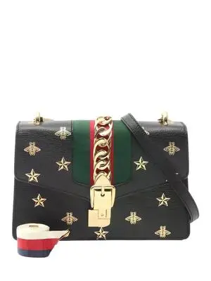 Gucci 2010s Bee And Star Embellished Shoulder Bag - Black