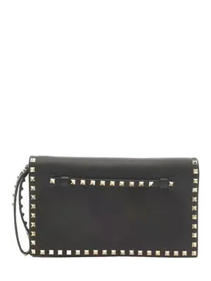 Valentino Garavani 2010s Rockstud Leather Clutch - Black