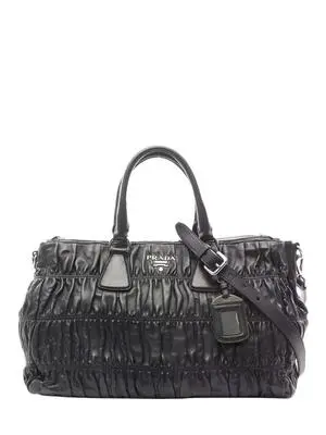 Prada 2010s Gaufre Leather Tote Bag - Black