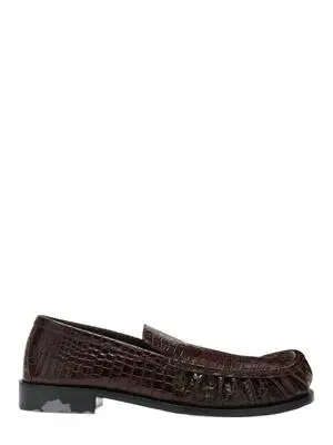 Dries Van Noten Embossed Leather Loafers - Brown