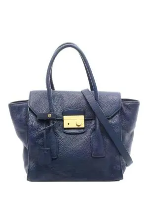 Prada 2000s Leather Tote Bag - Blue