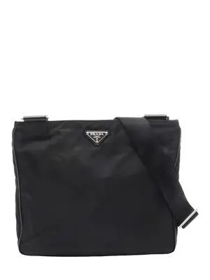 Prada 2010s Leather And Nylon Shoulder Bag - Black