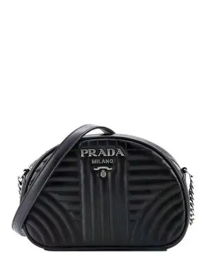 Prada Dome Diagramme Quilted Leather Crossbody Bag - Black