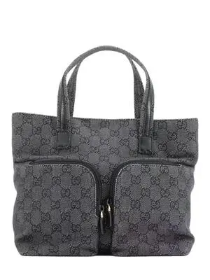 Gucci Double Pocket Gg Canvas Small Tote Bag - Black