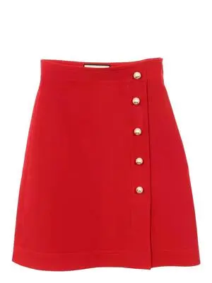 Gucci 2010s Pearl Button A-line Mini Skirt - Red