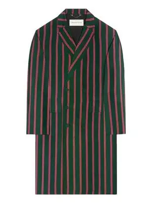 Dries Van Noten Striped Double-breasted Coat - Green