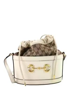 Gucci Horsebit 1955 Crossbody Small Bucket Bag - White