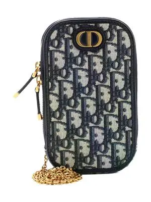 Dior 30 Montaigne Oblique Canvas Phone Holder With Chain - Blue