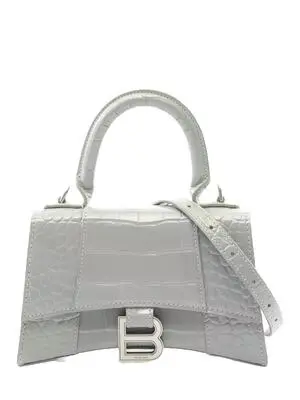 Balenciaga 2010s Hourglass Croc-embossed Tote Bag - Grey