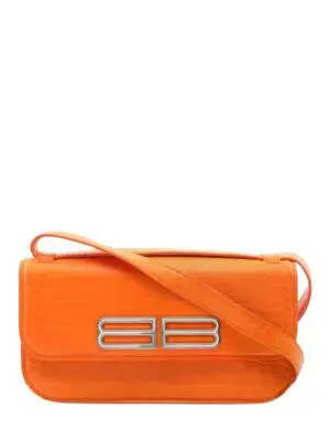 Balenciaga Gossip Croc-embossed Shoulder Bag - Orange