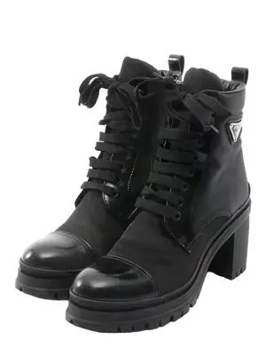 Prada 2010s Leather Lace-up Boots - Black