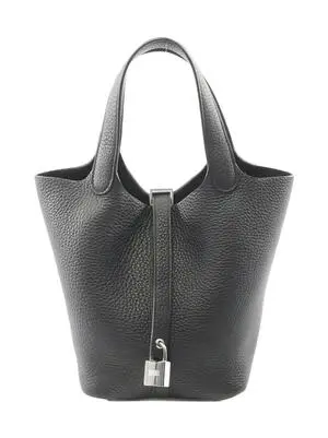 Hermès 2023 Leather Handbag With Lock - Black
