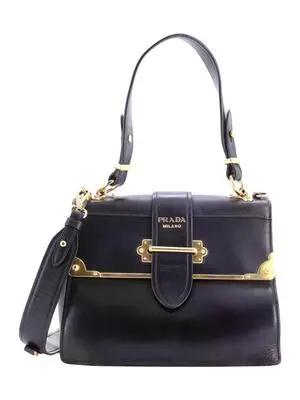 Prada Cahier Convertible City Calf And Saffiano Medium Shoulder Bag - Black