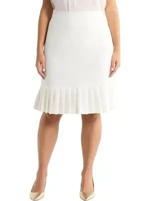 KASPER Pleated Hem Pencil Skirt - Vanilla Ice