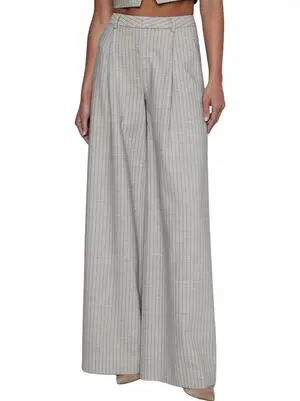 L'Agence Allanah Pinstripe Wide Leg Trousers - Grey/tan Pinstripe