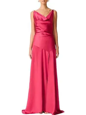 ELLIATT Clementine Cowl Neck Evening Gown - Magenta Pink