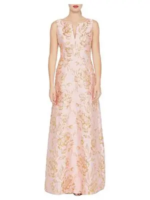 KAY UNGER Guilietta Floral Jacquard Gown - Blush