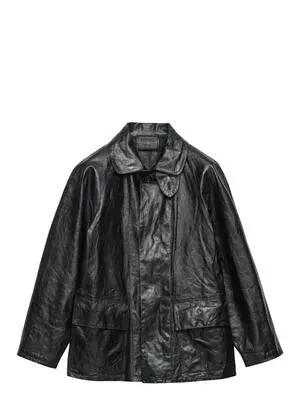 Prada Vintage-look Leather Blouson Jacket - Black