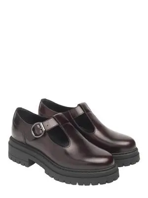 NEROGIARDINI Lug Sole Mary Jane Flat - Bordeaux