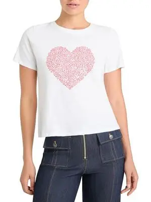 Cinq À Sept Rhinestone Doodle Heart T-shirt - White/bisou