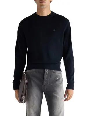 Acne Studios Kalas Core Face Patch Wool & Yak Hair Sweater - Black