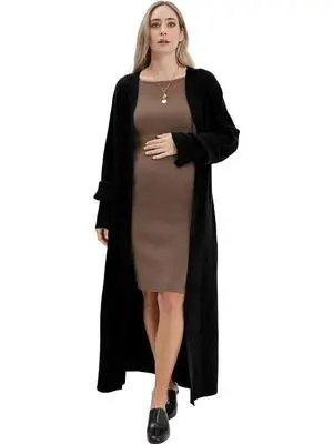 NOM MATERNITY Emaline Maxi-Length Knit Cardigan Black