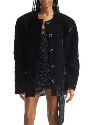 AREA Quilted Velvet Jacket - Black