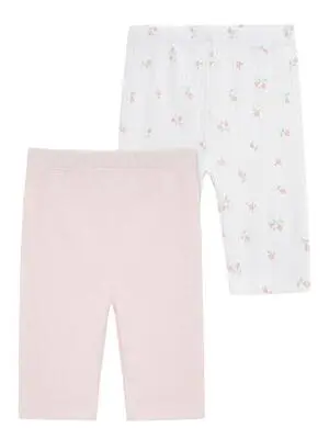 LITTLE ME Dainty Roses 2-pack Cotton Pants - Pink