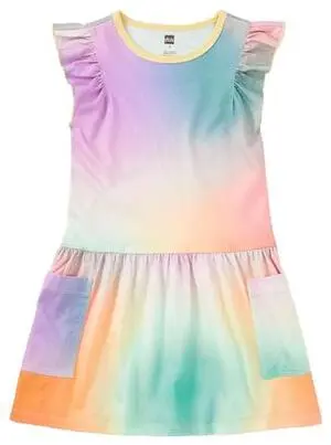 TEA COLLECTION Flutter Sleeve Pocket Dress - Rainbow Gradient