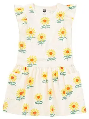 TEA COLLECTION Flutter Sleeve Pocket Dress - Sunflowers