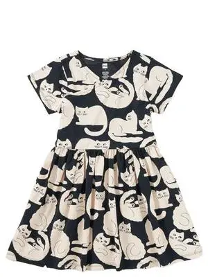 TEA COLLECTION Short Sleeve Wrap Neck Dress - Curious Cats