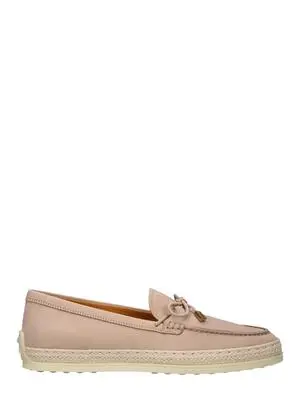 TOD'S Suede Laccetto Loafers - Nude
