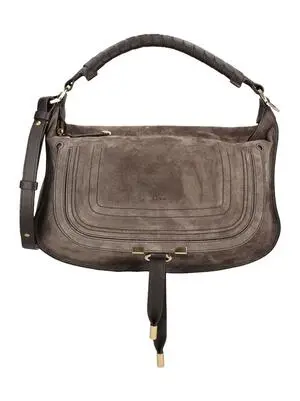 Chloé Marcie Suede Leather Shoulder Bag Brown