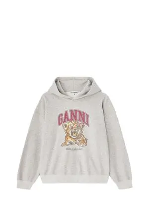 GANNI Margot Kitty Organic Cotton Hoodie - Grey