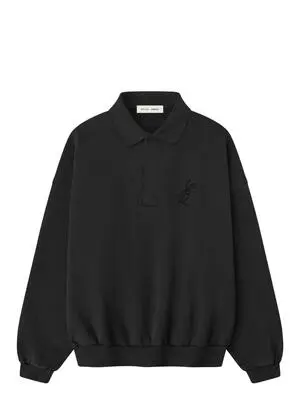 ESSENTIALS Classic Fleece Polo - Black