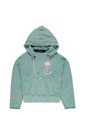 Palm Angels Painted Raw Cut Hoodie - Green