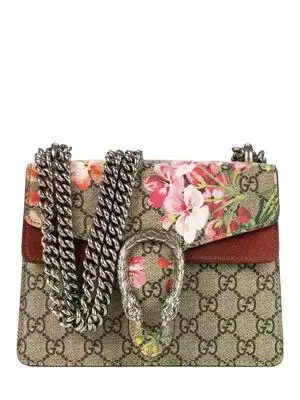 Gucci Floral Print Crossbody Bag With Chain - Neutrals