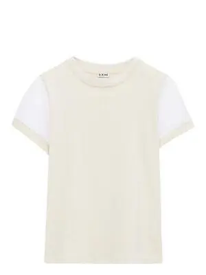 Loewe Slim-fit Color-block Cotton-blend T-shirt - Vanilla