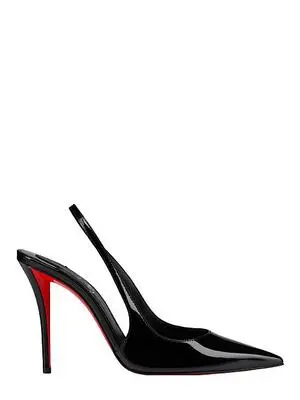 CHRISTIAN LOUBOUTIN Miss Z 100 Patent-leather Slingback Heeled Courts - Black