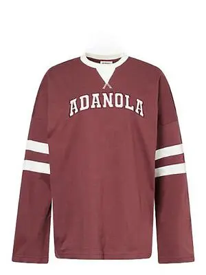 ADANOLA Varsity Boxy Long Sleeve Cotton-jersey T-shirt - Marshmallow White