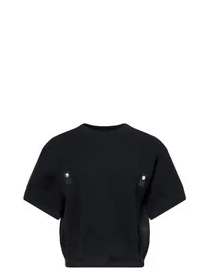 Sacai Contrast-panel Short-sleeve Sweatshirt - Black