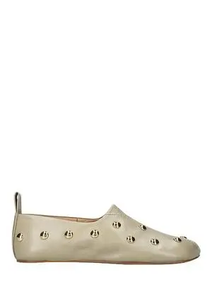 Chloé Rita Stud Leather Flats - Pale Green