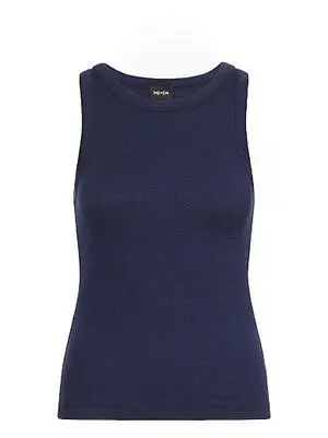 ME+EM Ribbed Stretch-cotton Vest Top - Navy Melange