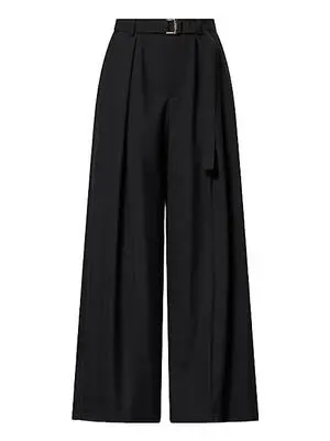 Sacai Belted Wide-leg Woven Trousers - Black