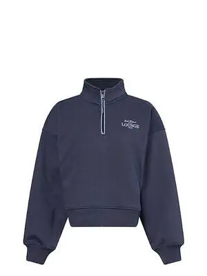 Lounge Logo Embroidered Quarter-zip Sweatshirt - Dark Blue