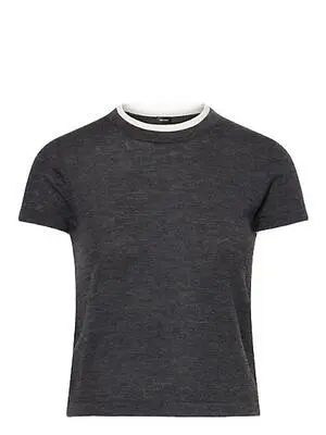 ME+EM Contrast-trim Merino Wool-blend Top - Charcoal/soft White