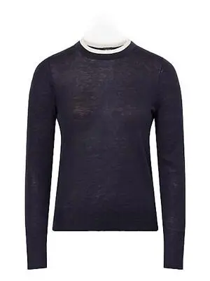 ME+EM Contrast-trim Merino Wool-blend Jumper - Navy/soft White