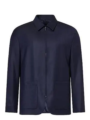 Giorgio Armani Collared Long-sleeve Wool-blend Jacket - Maritime Blue
