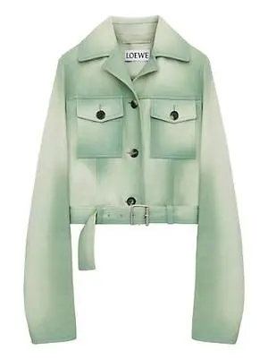 Loewe Notched-collar Cropped Leather Jacket - Sage