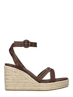 GIANVITO ROSSI Lianne Beach Wedge Leather Sandals - Brown
